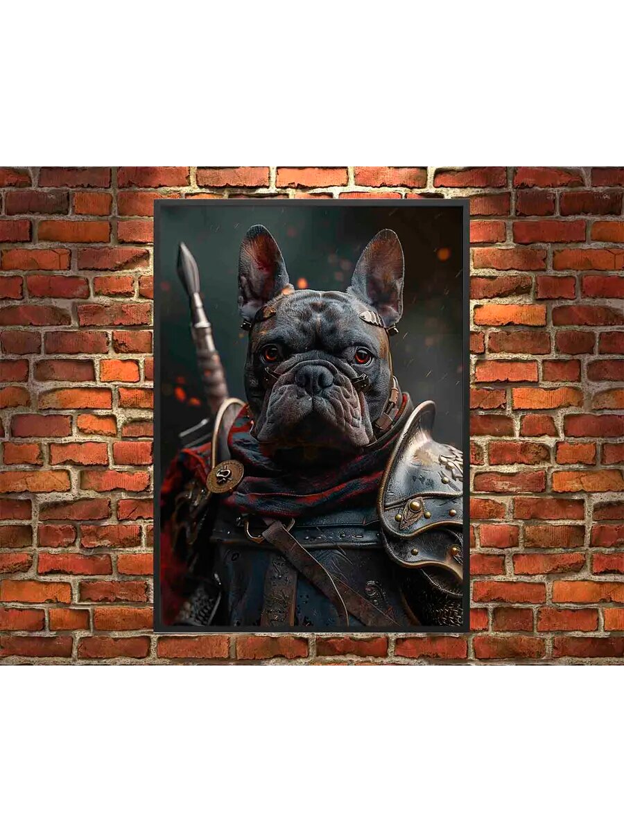 Французский бульдог Гладиатор 3, Плакат 30x42см