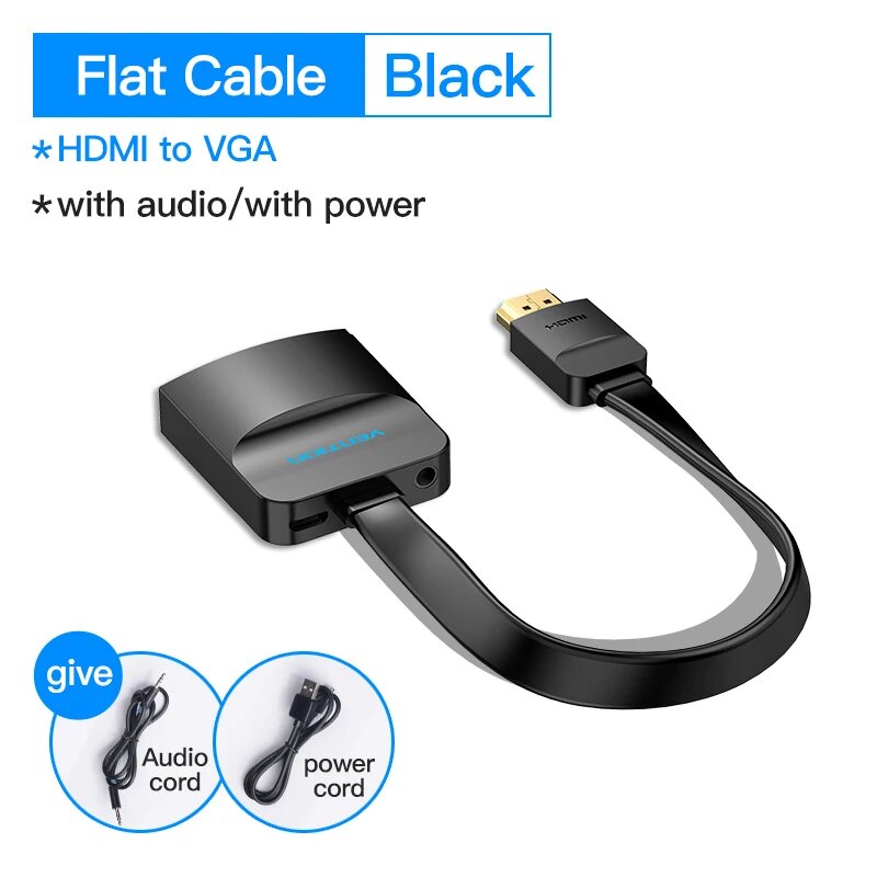 Адаптер HDMI на VGA с аудио и питанием, 15см
