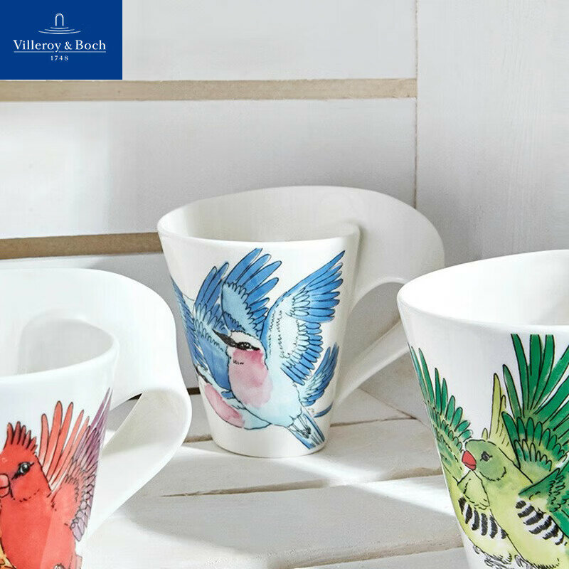 Керамическая чашка Villeroy & Boch с волновым рисунком и ручной живописью животных для пар Цвет：Модная волна, Модный