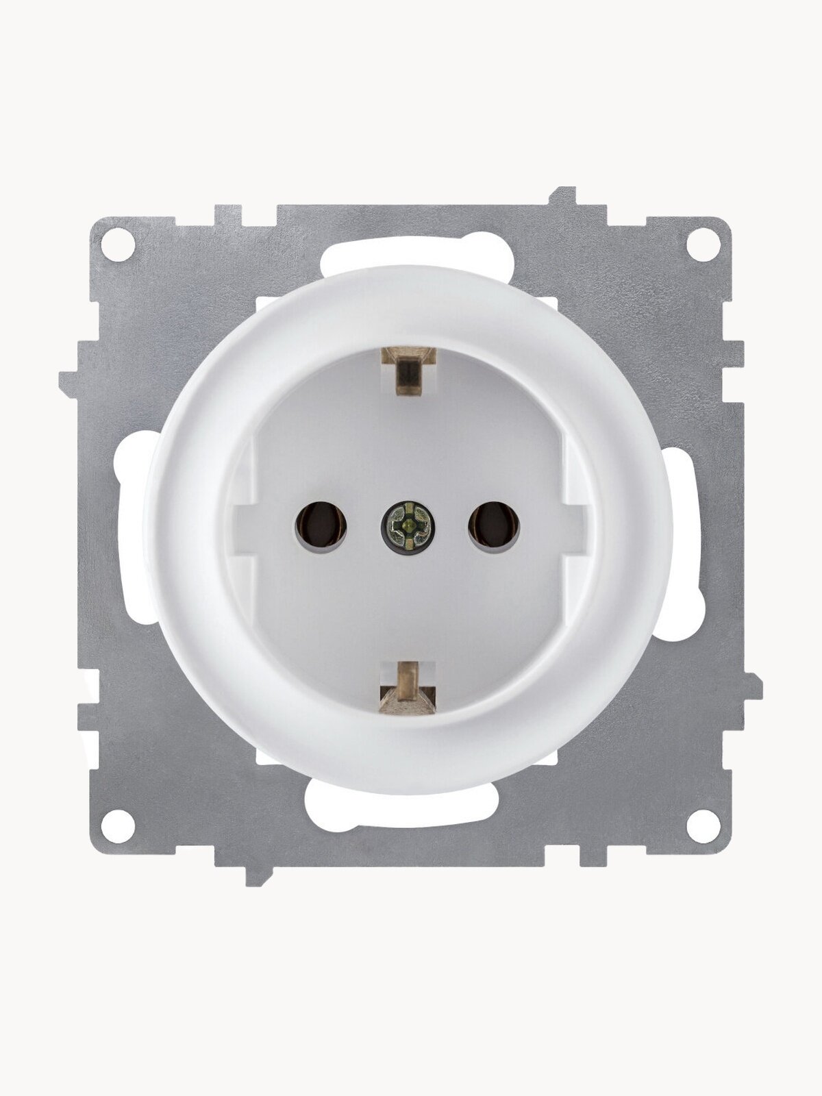 Розетка OneKeyElectro с заземлением, винтовые контакты, цвет белый