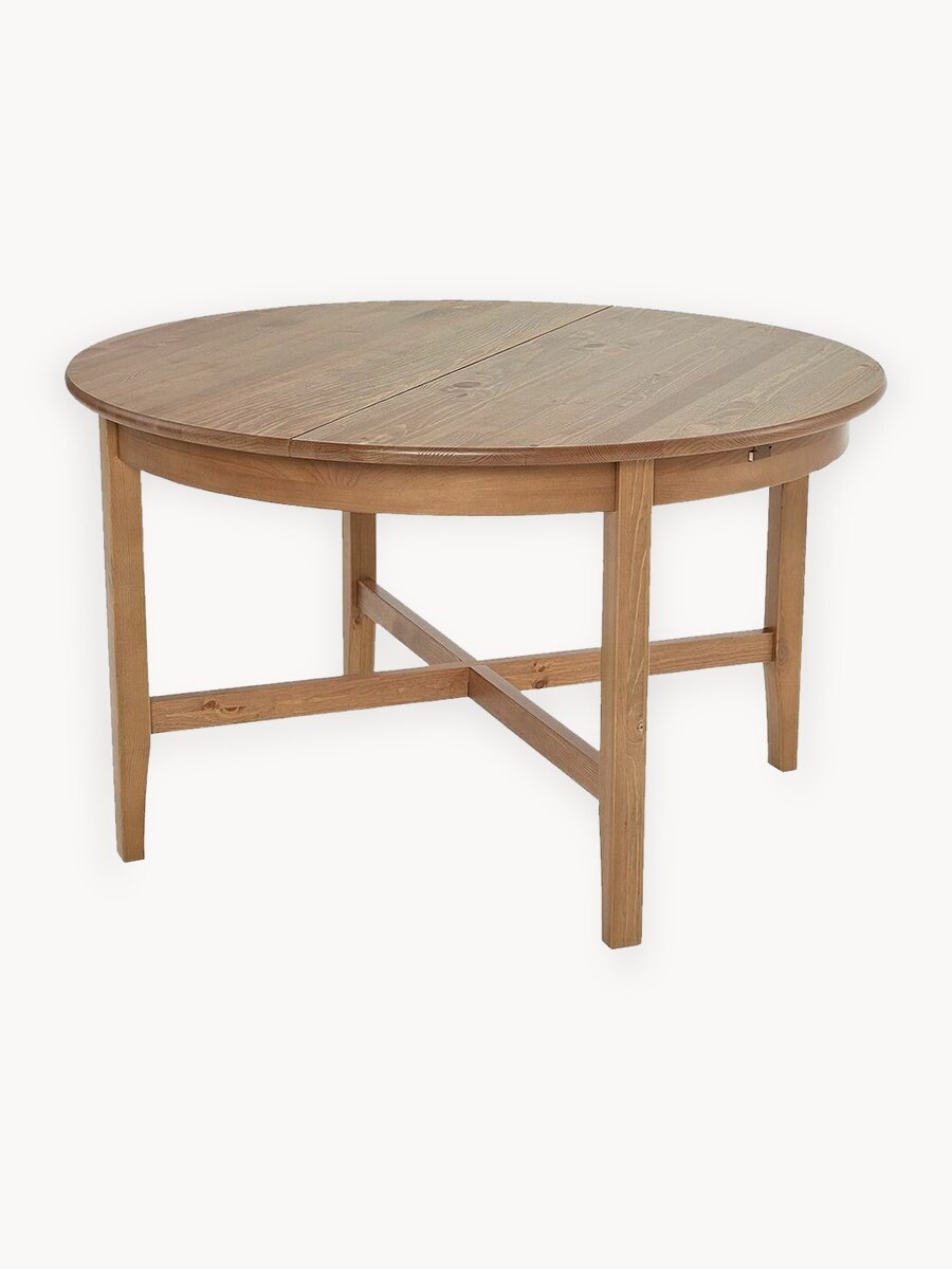 Стол кухонный круглый раздвижной D-126 см Кантри (хемнэс HEMNES) коричневый, икеа