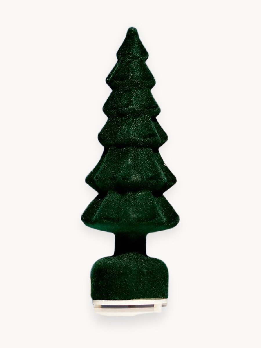 Фигура светодиодная "Елочка бархатная зеленая", 1 LED, 15х6 см, от бат. 3xAG13, Т/белый