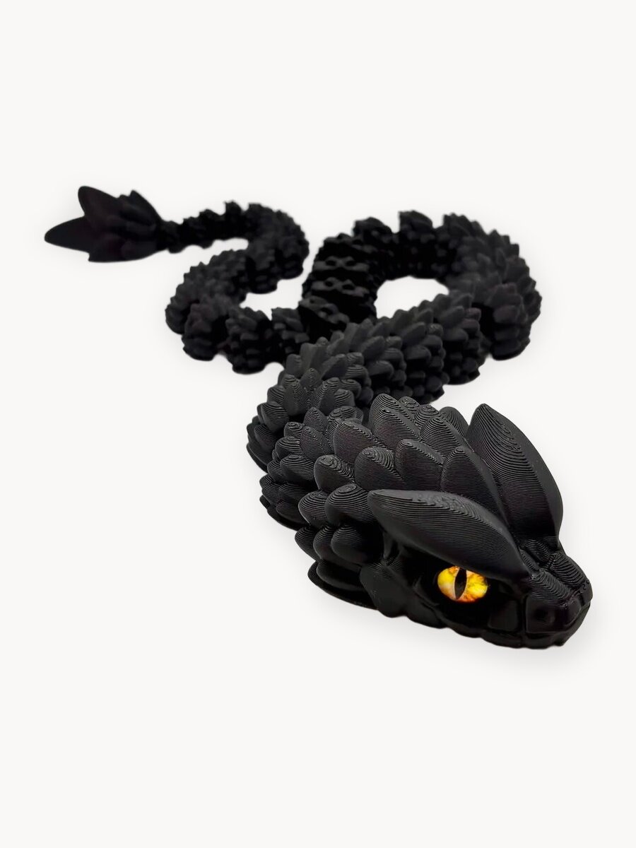 Фигурка-антистресс "Дракон-змея", пластик, 3D печать, длина 48см, экологичный PLA материал