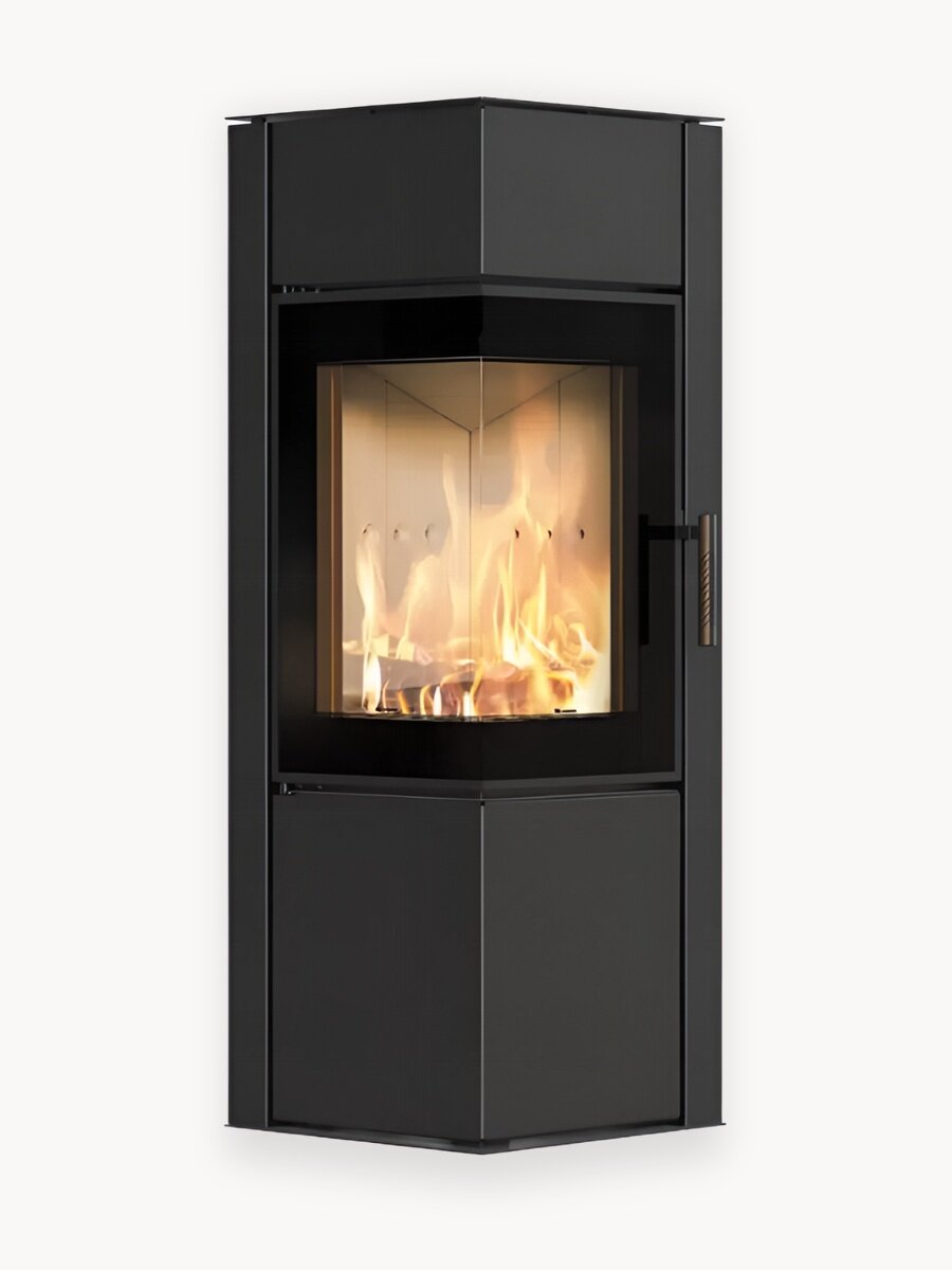 Печь-камин дровяной для дома ODYN KRATKI, мощность 8кВт, 140м2, Ø дымохода 200 мм, сталь