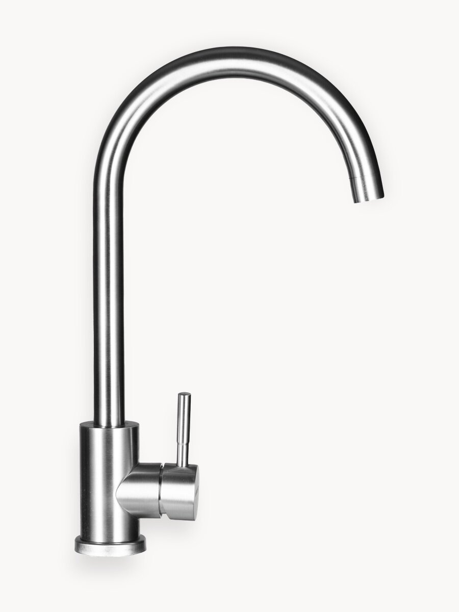 Смеситель WISENT 4998-3, нержавеющая сталь, рычажный, сатин