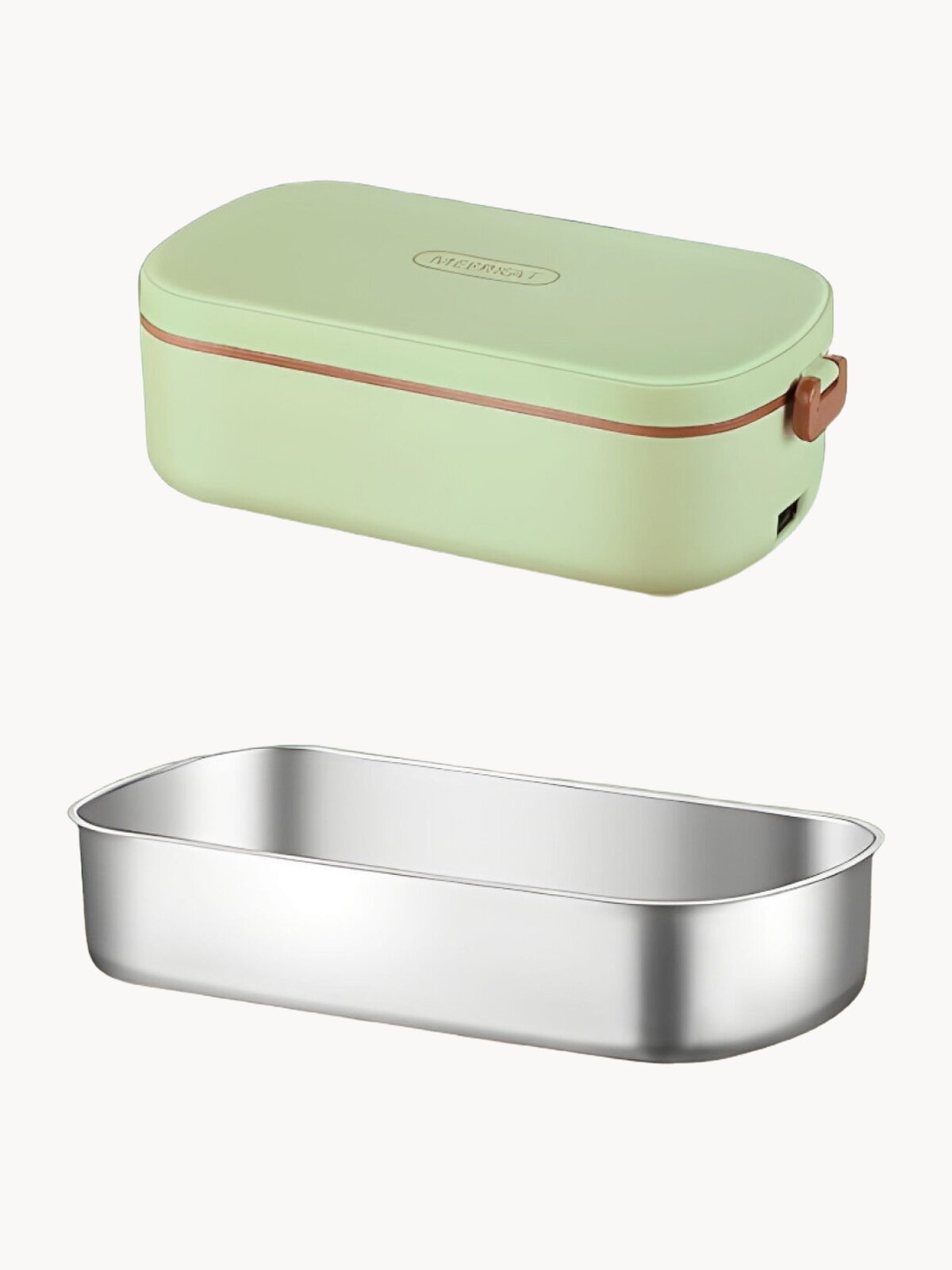 Ланч бокс с подогревом, с термо сумкой и приборами, цвет салатовый