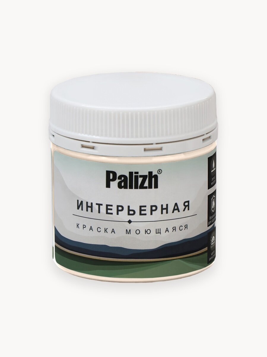 Акриловая краска для стен и потолков интерьерная без запаха моющаяся "Palizh" Белая роза 0,2 кг