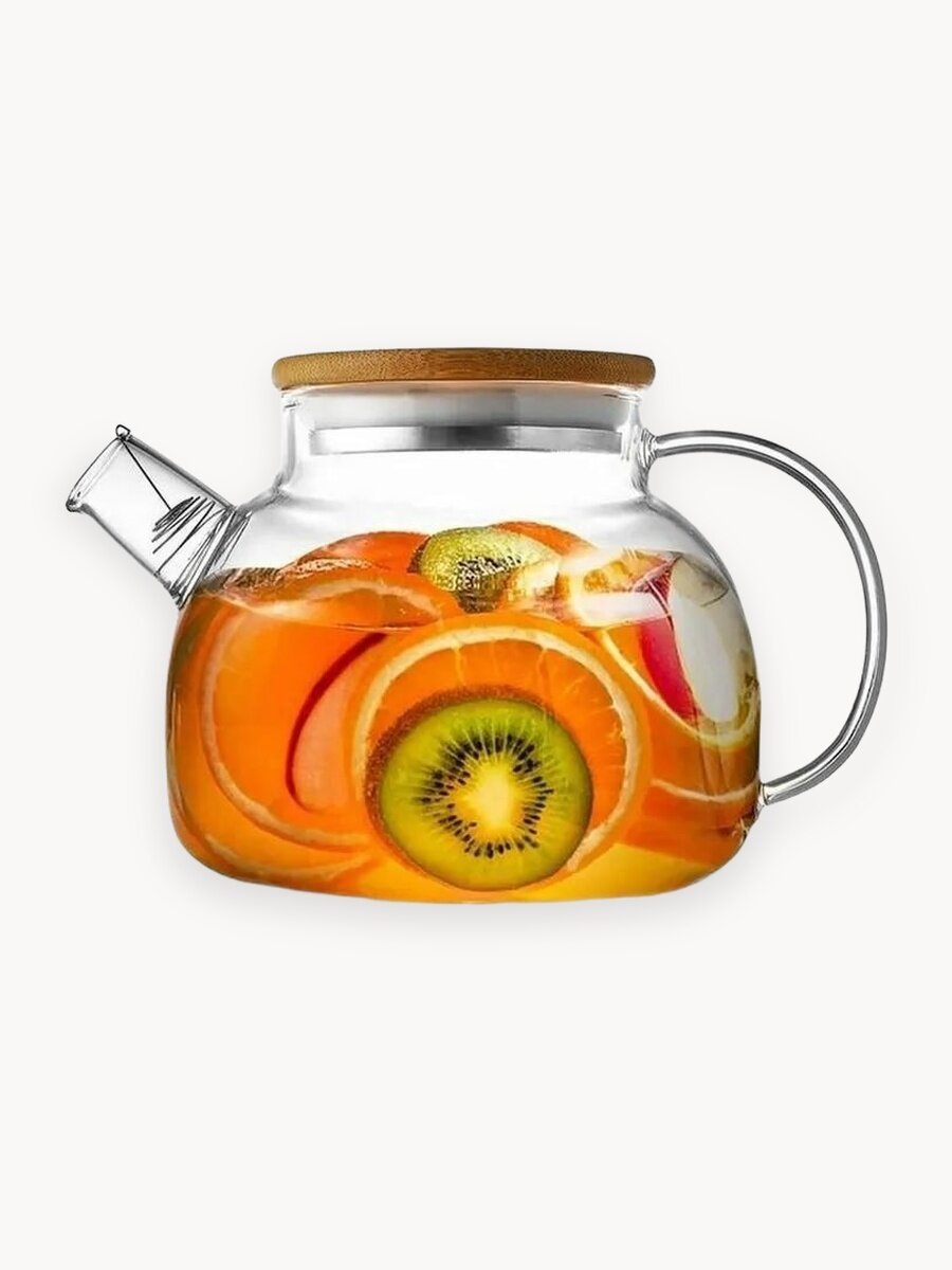 Чайник заварочный Glaffe, боросиликатное стекло, прозрачная крышка, 1 л, с фильтром