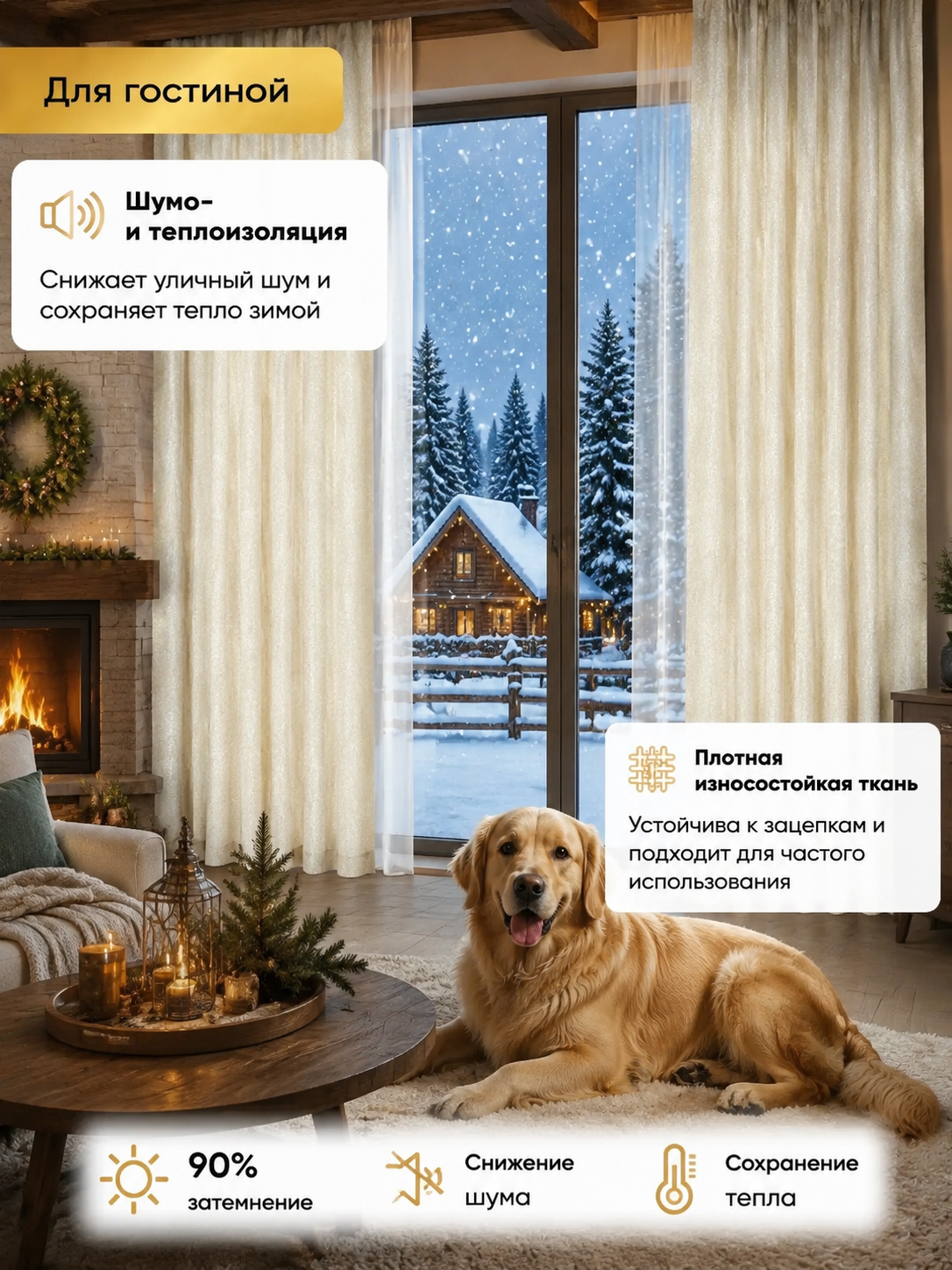 Шторы блэкаут мрамор кремовые 400x250 см комплект 2 полотна для спальни и гостиной