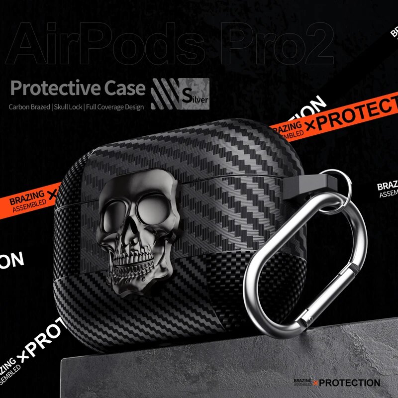 Чехол для Apple AirPods Pro 3 2 1 4 с текстурой карбона For Airpods Pro 2, Silver