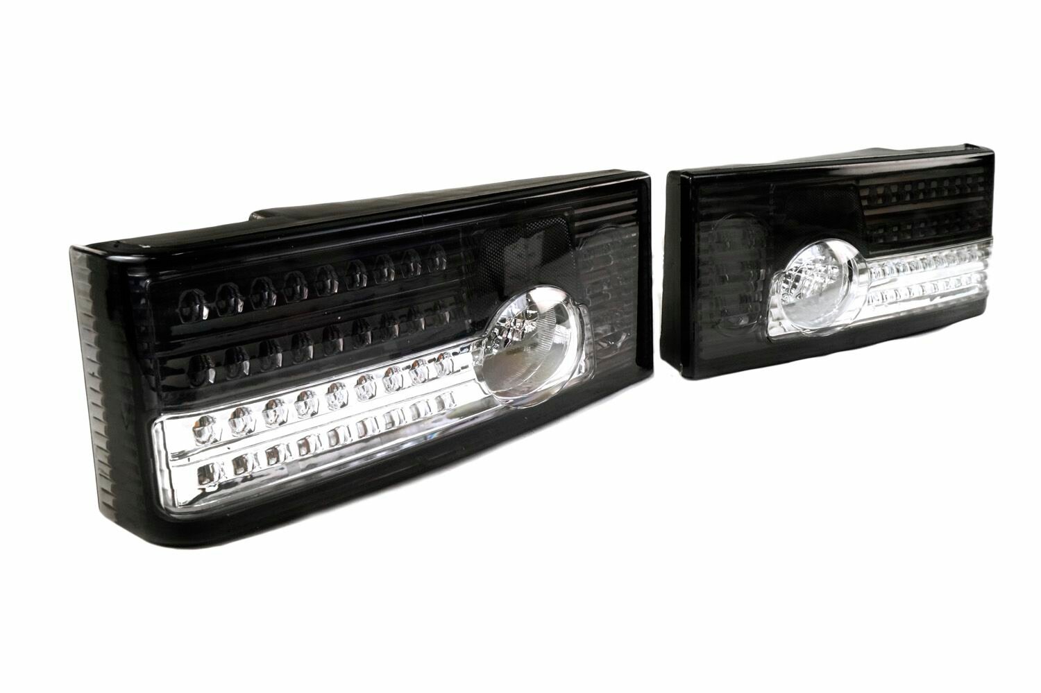 Задние диодные фонари черные с белой полосой для ВАЗ 2108-21099, 2113, 2114