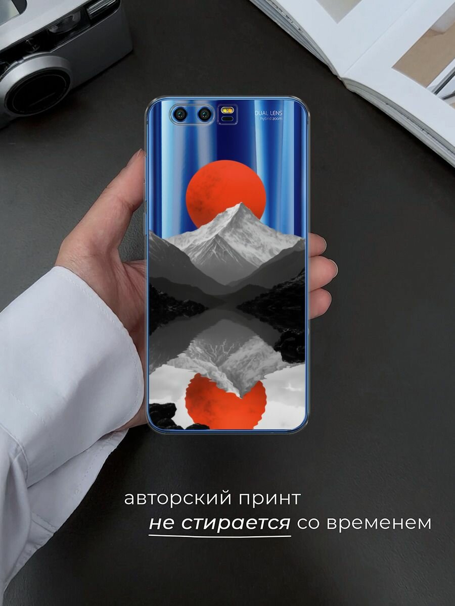 Чехол на Honor 9 / Хонор 9 с принтом Белая гора 2, прозрачный — фото 1