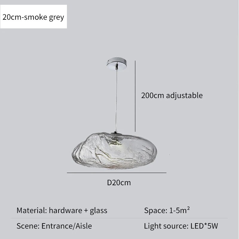 Подвесной светильник из стеклоблока Nordic D20/D30/D40, теплый/холодный свет, Gray-20cm, Warm light