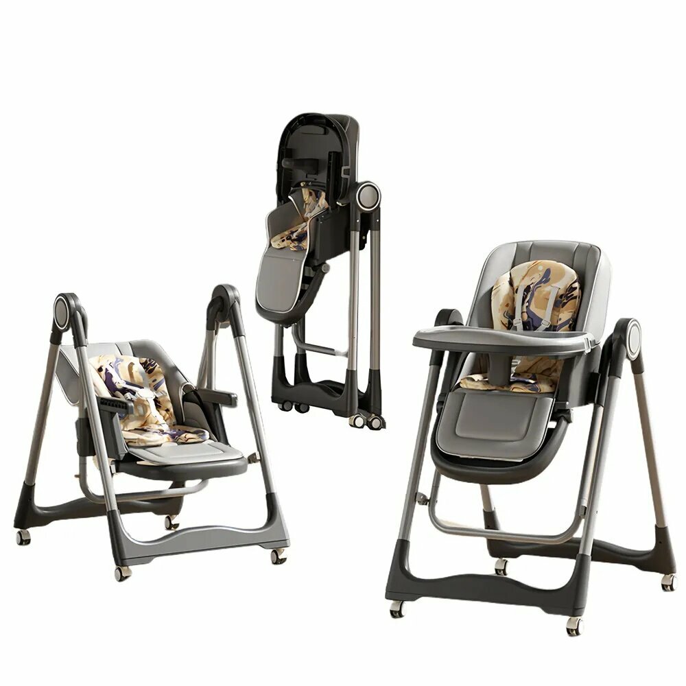 Стульчик для кормления 4 в 1, детский кресло-качалка, складной, растущий, который используется для детей в возрасте от 0 до 4 лет, обновлённая модель, GlanzHeim S350