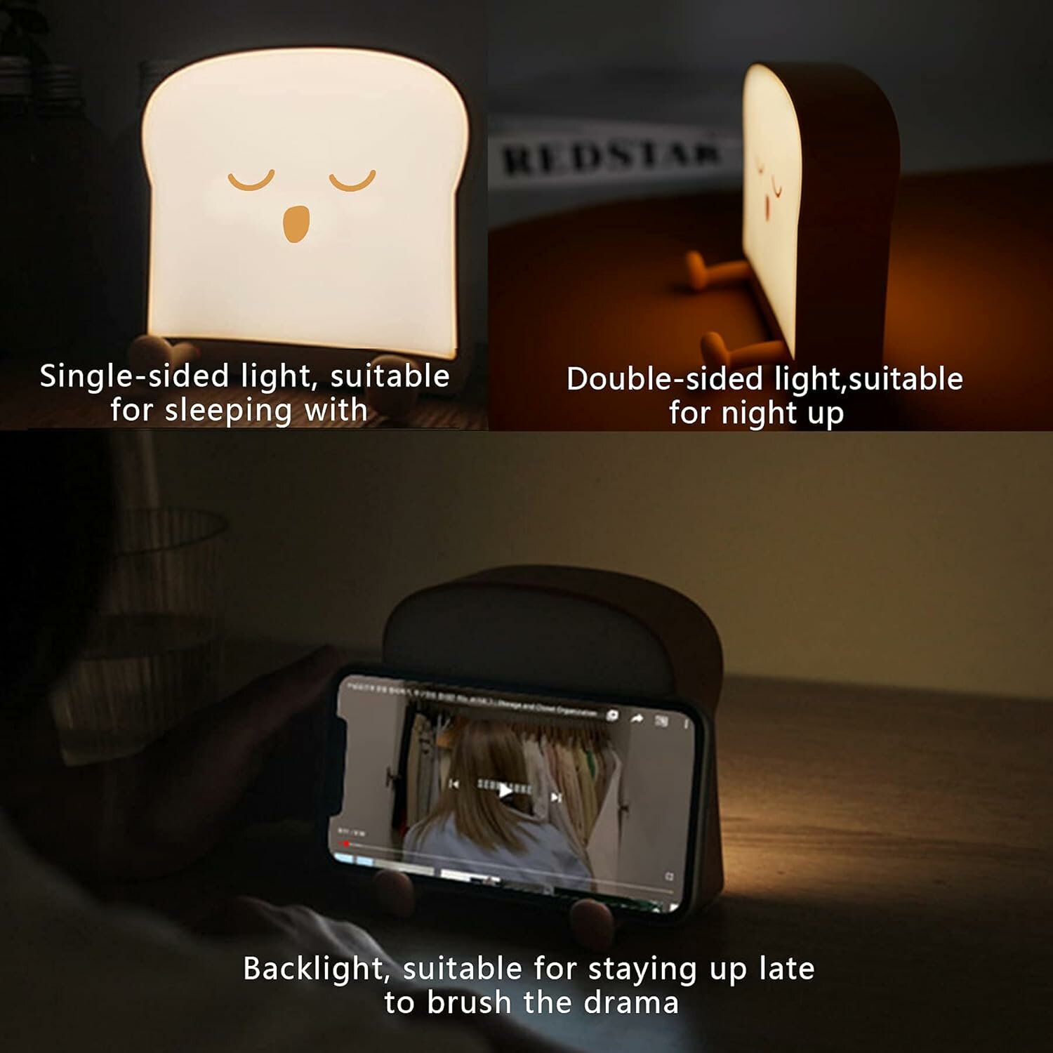 DINGXIAN Светильник ночной Тостер Хлеб LED с USB-зарядкой, портативный прикроватная лампа для девочек мальчиков подарок на Новый год