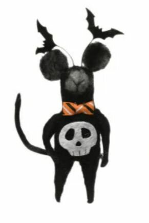 Декоративная интерьерная фигурка Мышка из чёрного шерстяного фетра