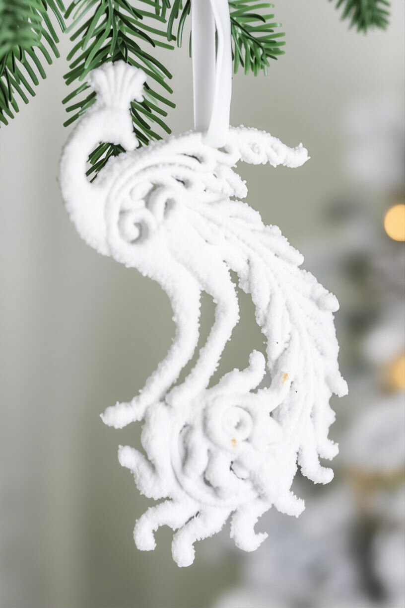Ёлочная игрушка морозные силуэты: павлин, акрил, 15 см, Винтер Деко (Winter Deco) 1000479