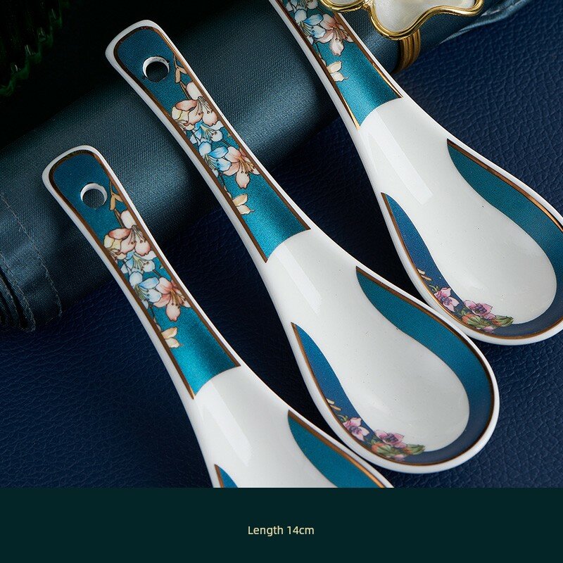 Керамическая миска, новая тарелка в китайском стиле, новая модель 2024 года, набор посуды, домашняя зеленая сказочная