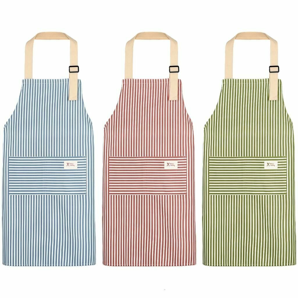 Хлопковый льняной фартук в полоску