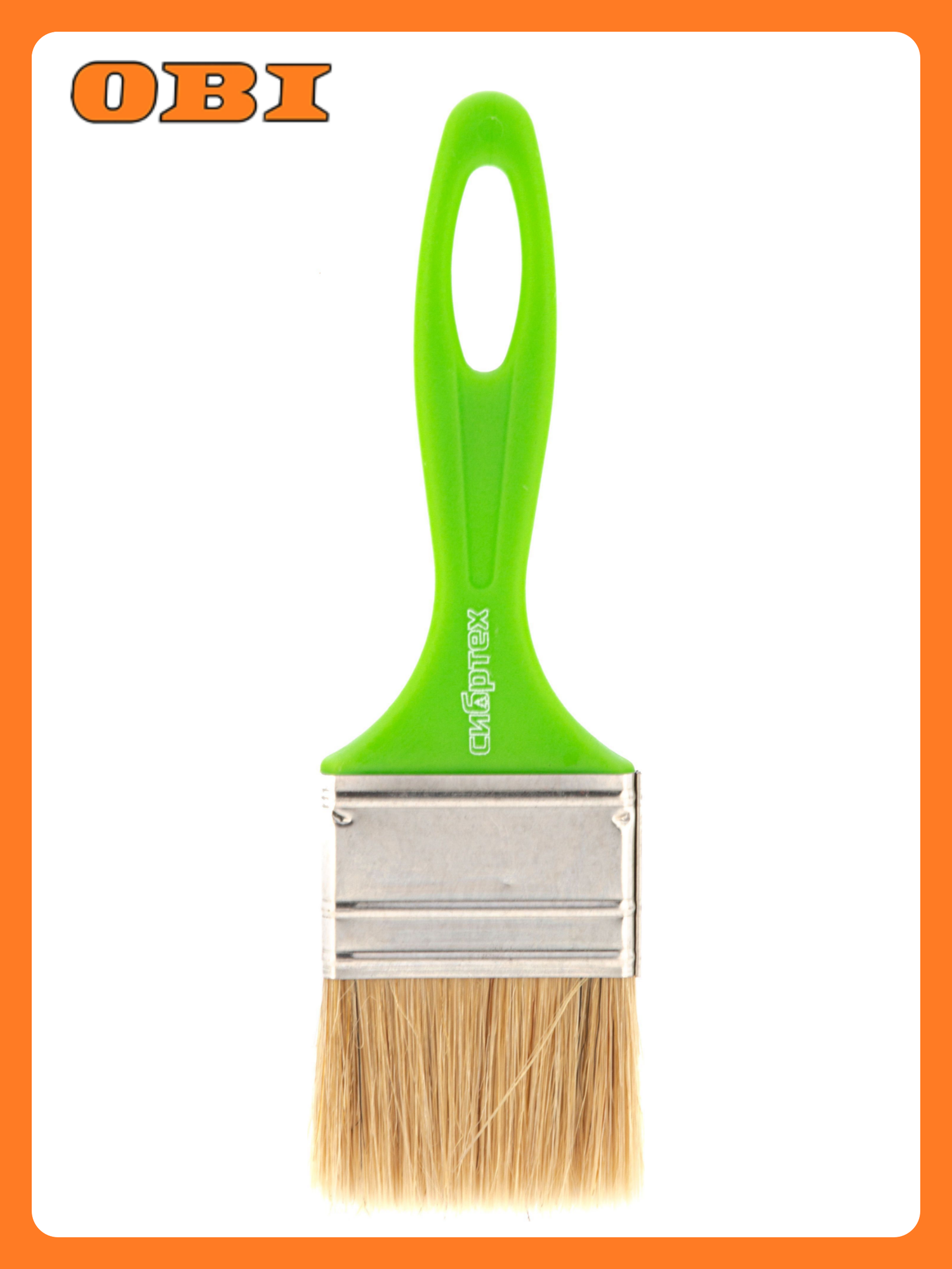 Кисть Сибртех Евро 83302, флейцевая, натуральная щетина, пластиковая ручка, зеленая