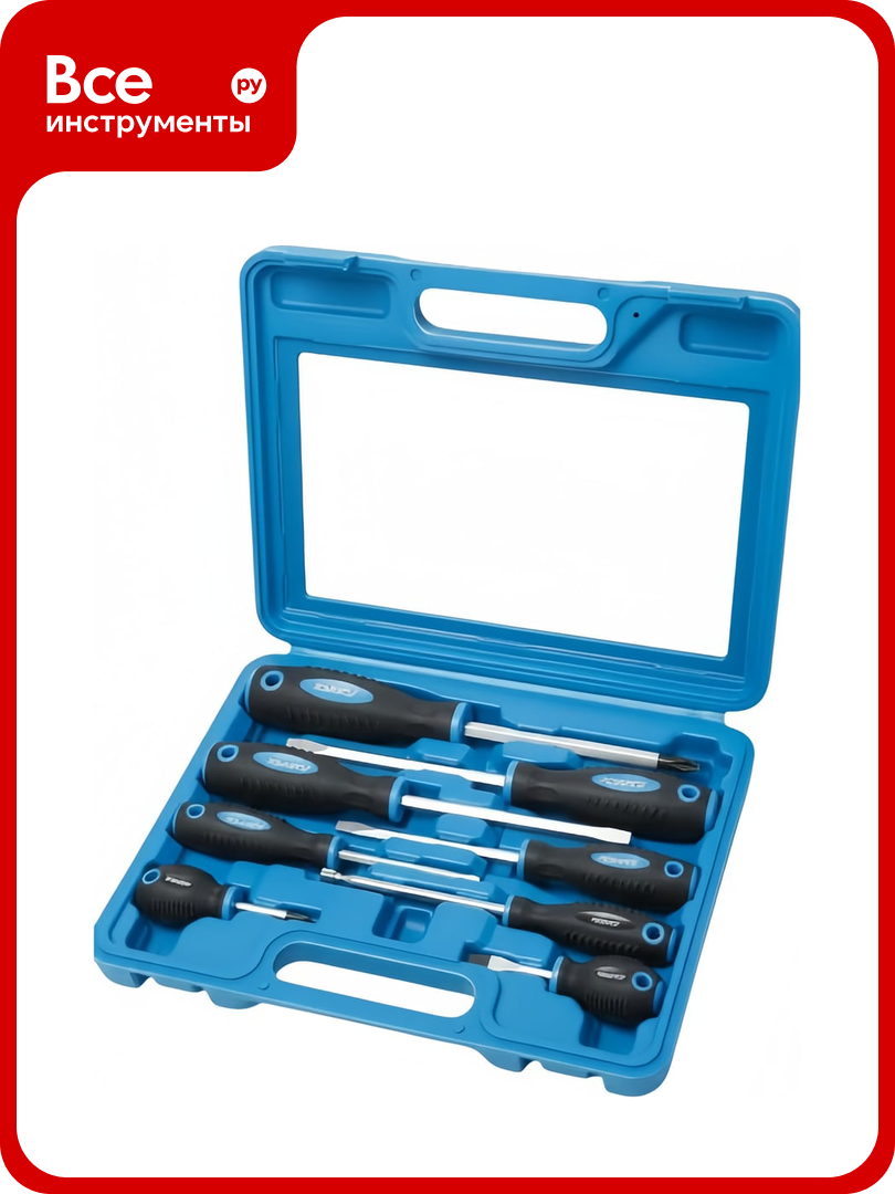 Набор магнитных отверток Forsage Profi 8 предметов в кейсе F-7008A(27177), 6.5х38мм, из высококачественной