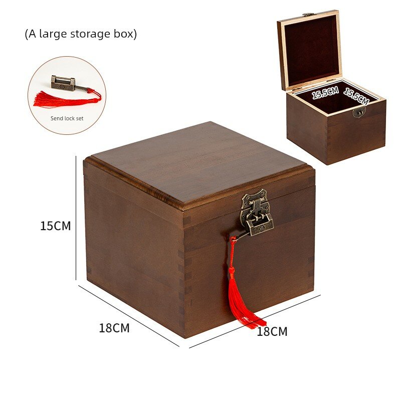 Деревянная коробка для стола с замком, большая емкость 18x18x15 см для хранения файлов, аксессуаров и дома