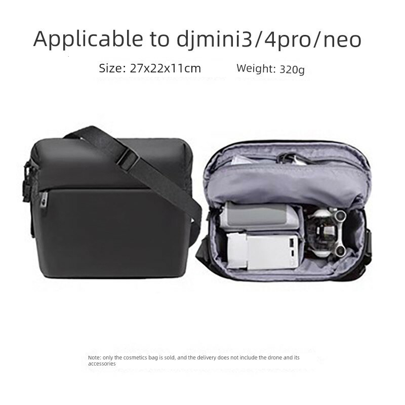 Водонепроницаемый универсальный чехол для DJI Mini 3/4 Pro/Neo, черный, компактный дизайн для переноски аксессуаров