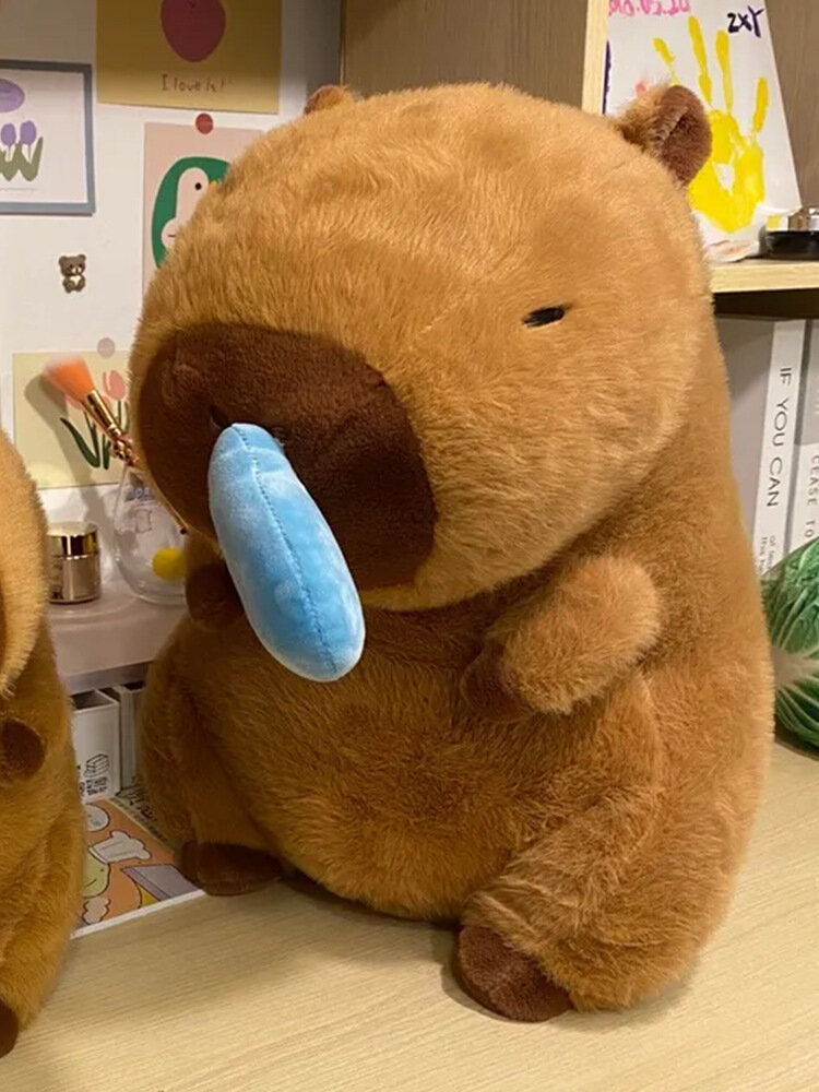 Шарф, плюшевая игрушка капибара, шляпа на день рождения, морская свинка, уродливо-милый, забавный, сопливый плюшевый, тряпичная кукла, норка, подарок.