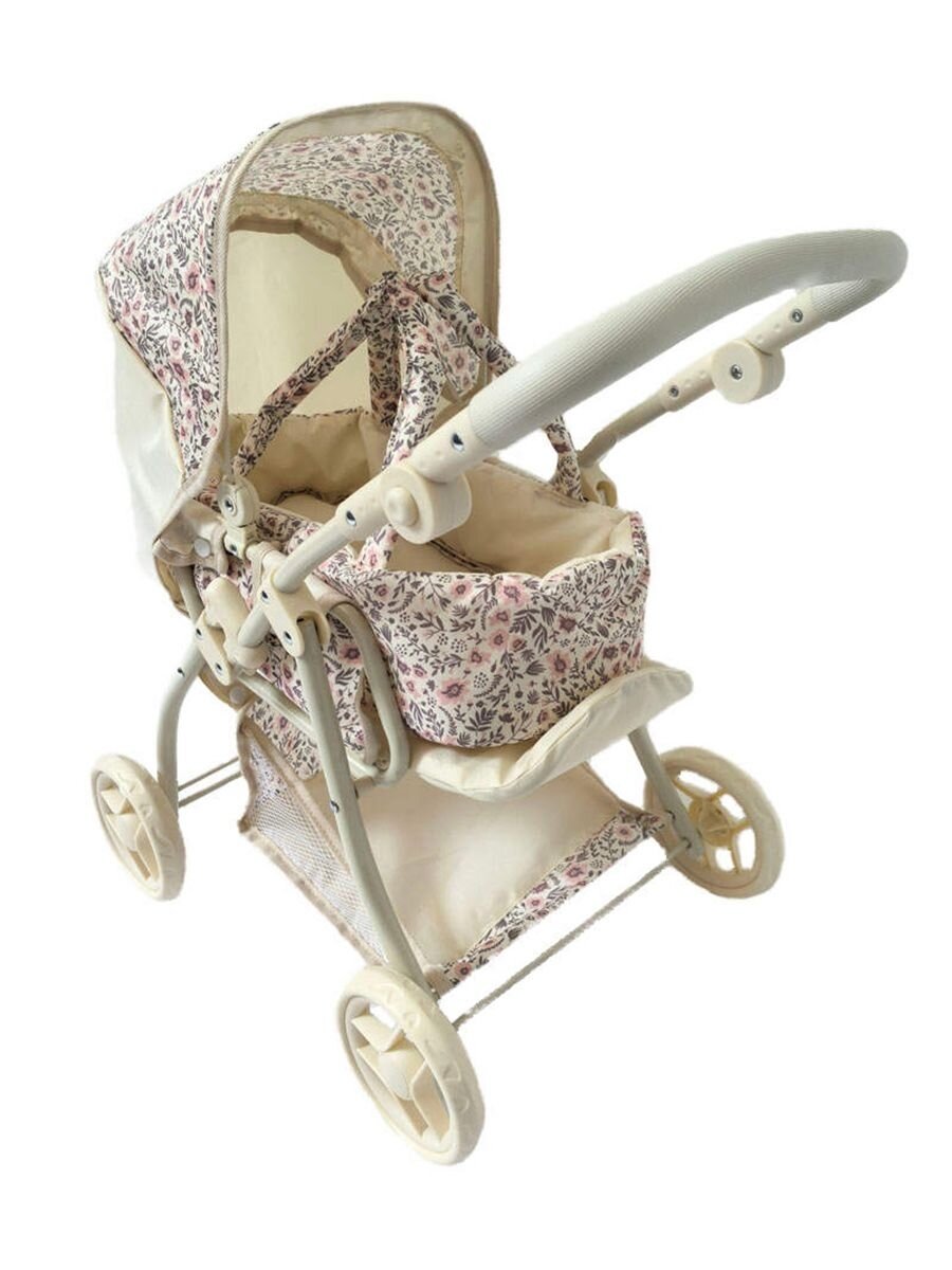 Коляска-трансформер для кукол бежевая Мильфлер с переноской