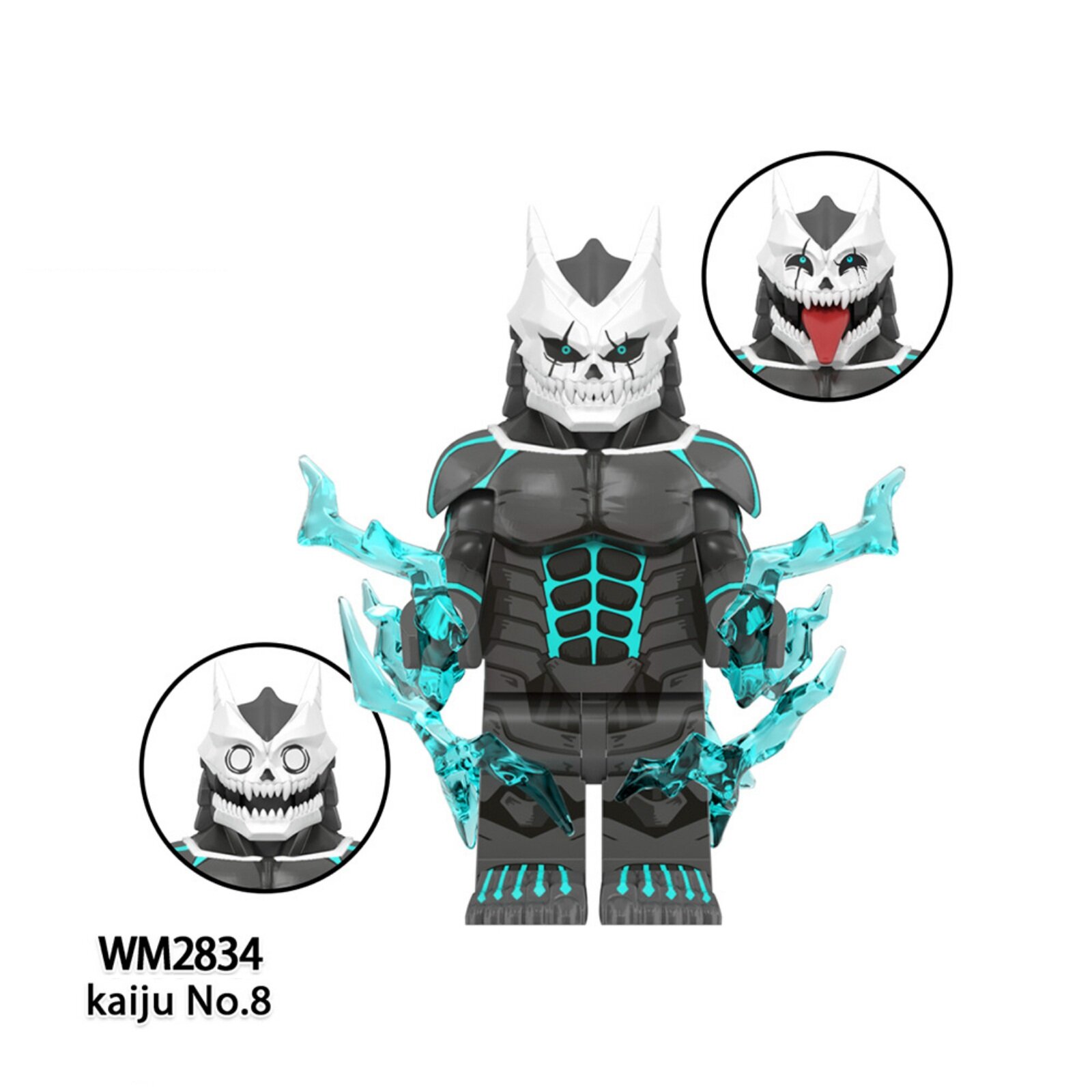 Конструктор мини-фигурок аниме, Монстр Kaiju No. 8, набор для сборки мини-фигурок, WM2834, высота 4.5 см, материал ABS экологичный пластик, возраст 14+, упаковка OPP-мешок без цветного ящика, мелкие частицы, аксессуары для сборки, можно стирать и
