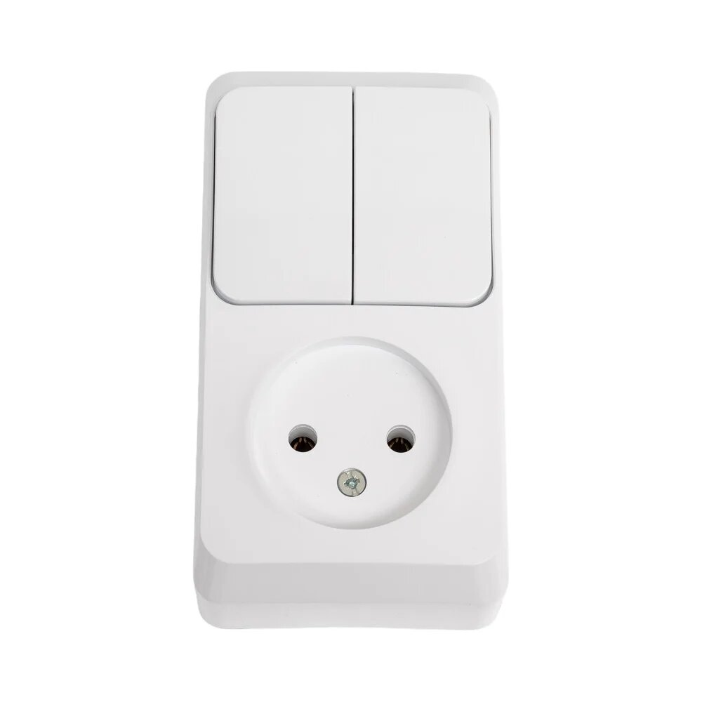 Розетка Systeme Electric Этюд BPA16-205B, накладная, белая, 16A, 2 клавиши