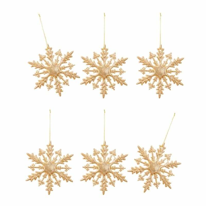 1 набор из 6 штук, рождественский цветной кулон в виде снежинки-золотой