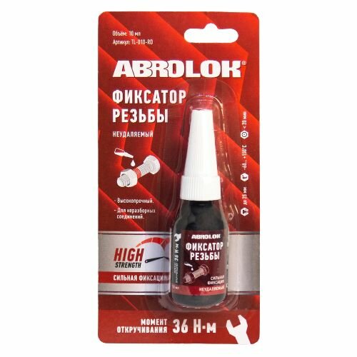 Герметик фиксатор резьб соединений 10 мл ABRО MASTERS красный неудаляемый TL-010-RD