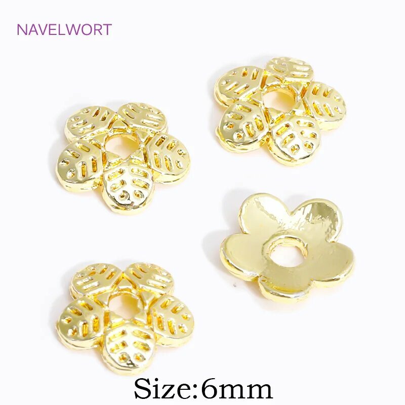Шапочки для бусин 6 мм, 18K Gold Plated