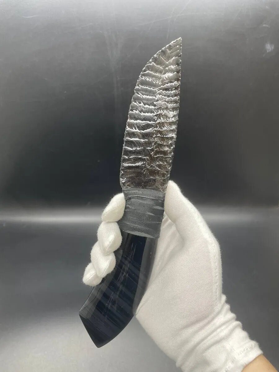 Обсидиановый клинок с рукоятью из обсидиана 25 см