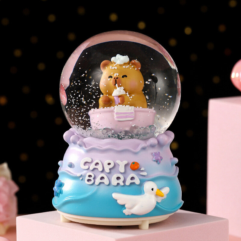 Мечтательная девочка, музыкальная шкатулка с кристальным шаром в виде единорога, украшение, музыкальная шкатулка для студентов, снежинка, водяной шар, подарок на день рождения