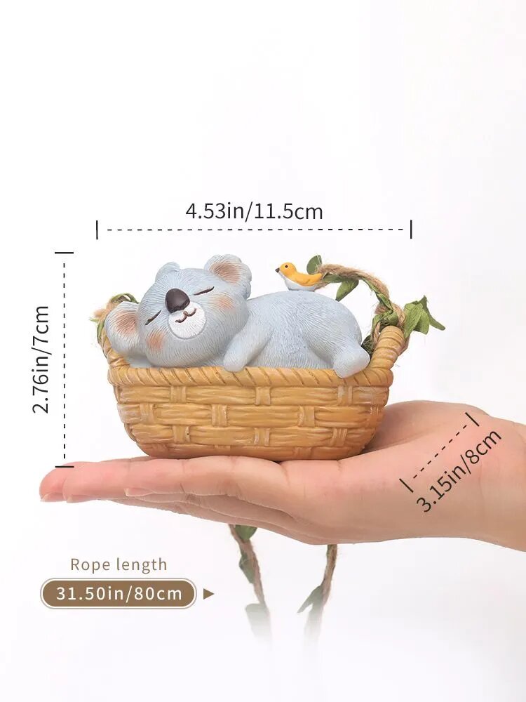 Садовая фигурка Коала на качелях с птичкой, декор для сада и дома, пластик, бежевый — фото 1