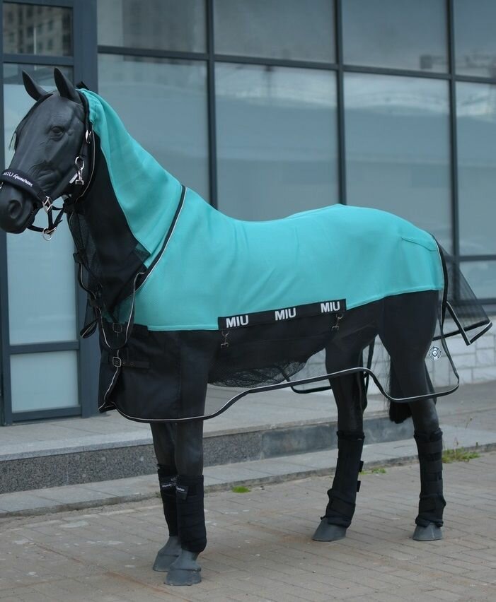 Попона для лошади антимоскитная AIR MAX с подпузником и капором мята 165