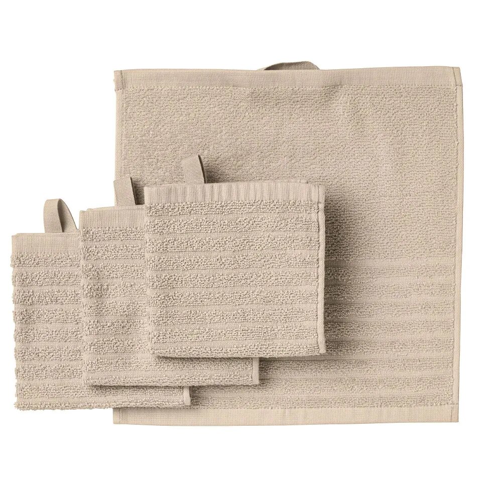IKEA Полотенце для лица, рук VAGSJON, Хлопок, 30x30 см, светло-бежевый, 4 шт.