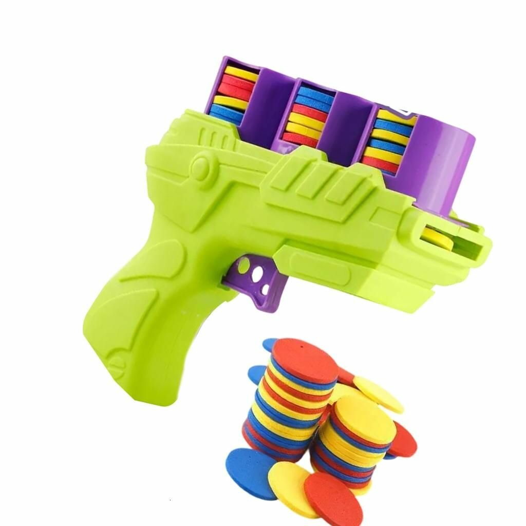 Яркий игрушечный пистолет для запуска дисков с 25 штуками для детей и подростков на день рождения, Зеленый