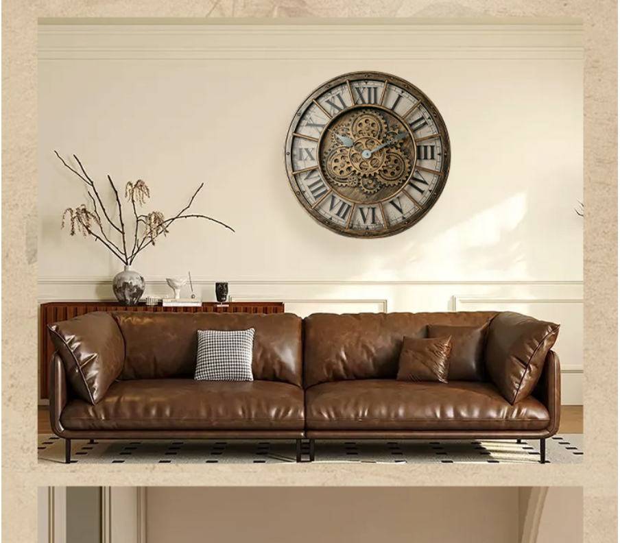 Настенные часы "Настенные часы в стиле ретро-индастриал, Настенные часы с круглым зубчатым колесом， 46 см х 46 см