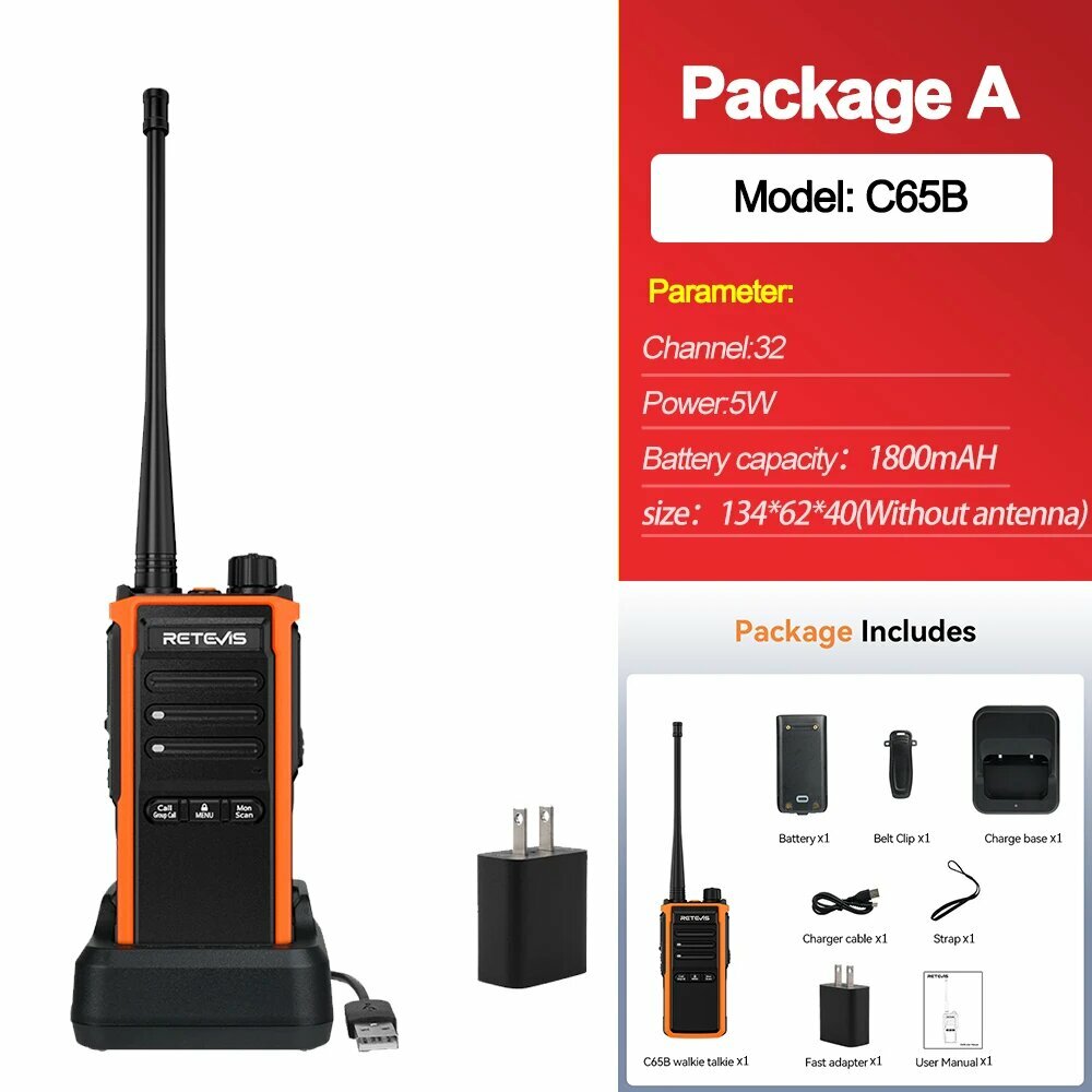 Retevis C65B водонепроницаемые рации UHF1PC