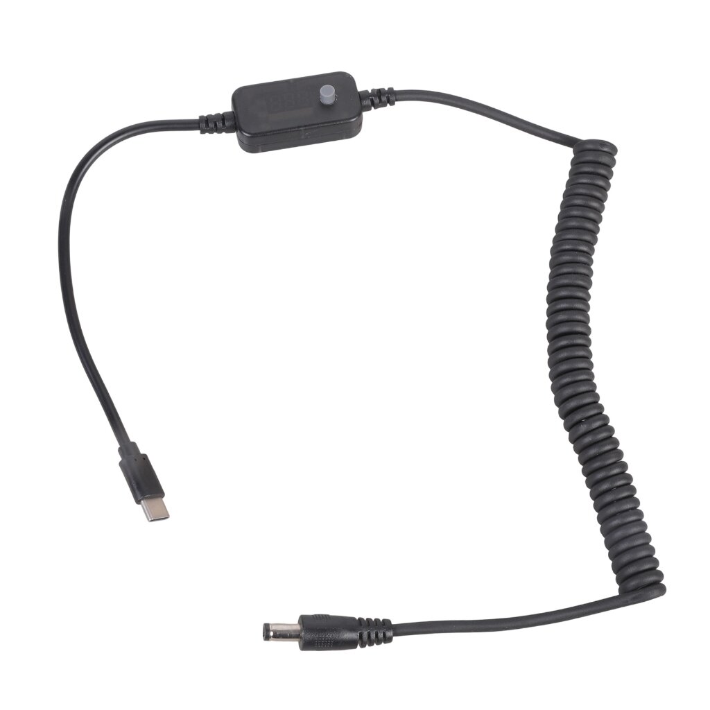 USB C на DC5.5x2.1mm свернутый кабель питания с регулируемым напряжением 5V-20V