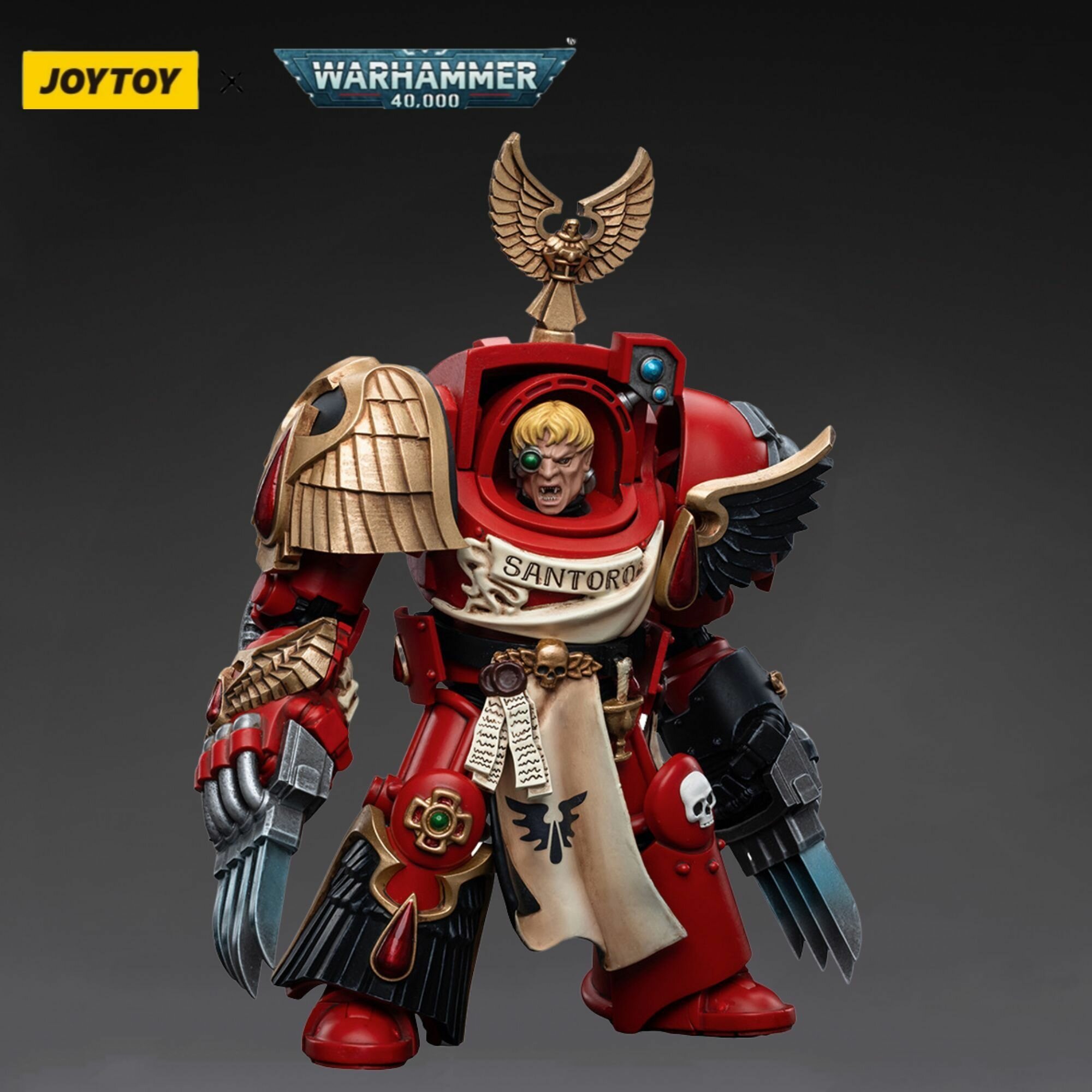 Подвижная фигурка JOYTOY Warhammer 40K Blood Angels Assault Terminators Sergeant Santoro