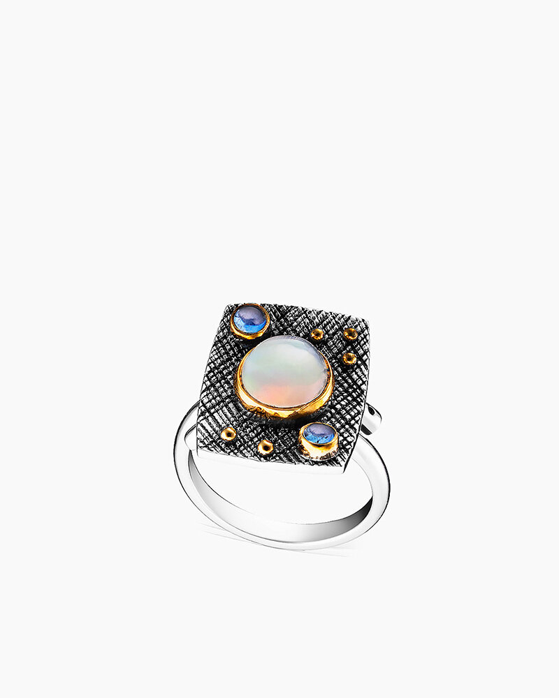 Кольцо, серебро, 925 проба, опал