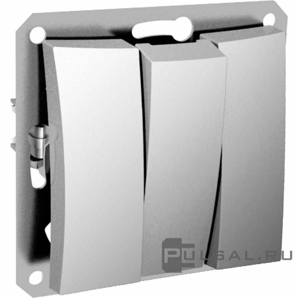 Выключатель Schneider Electric трехклавишный пластмасса серебристый