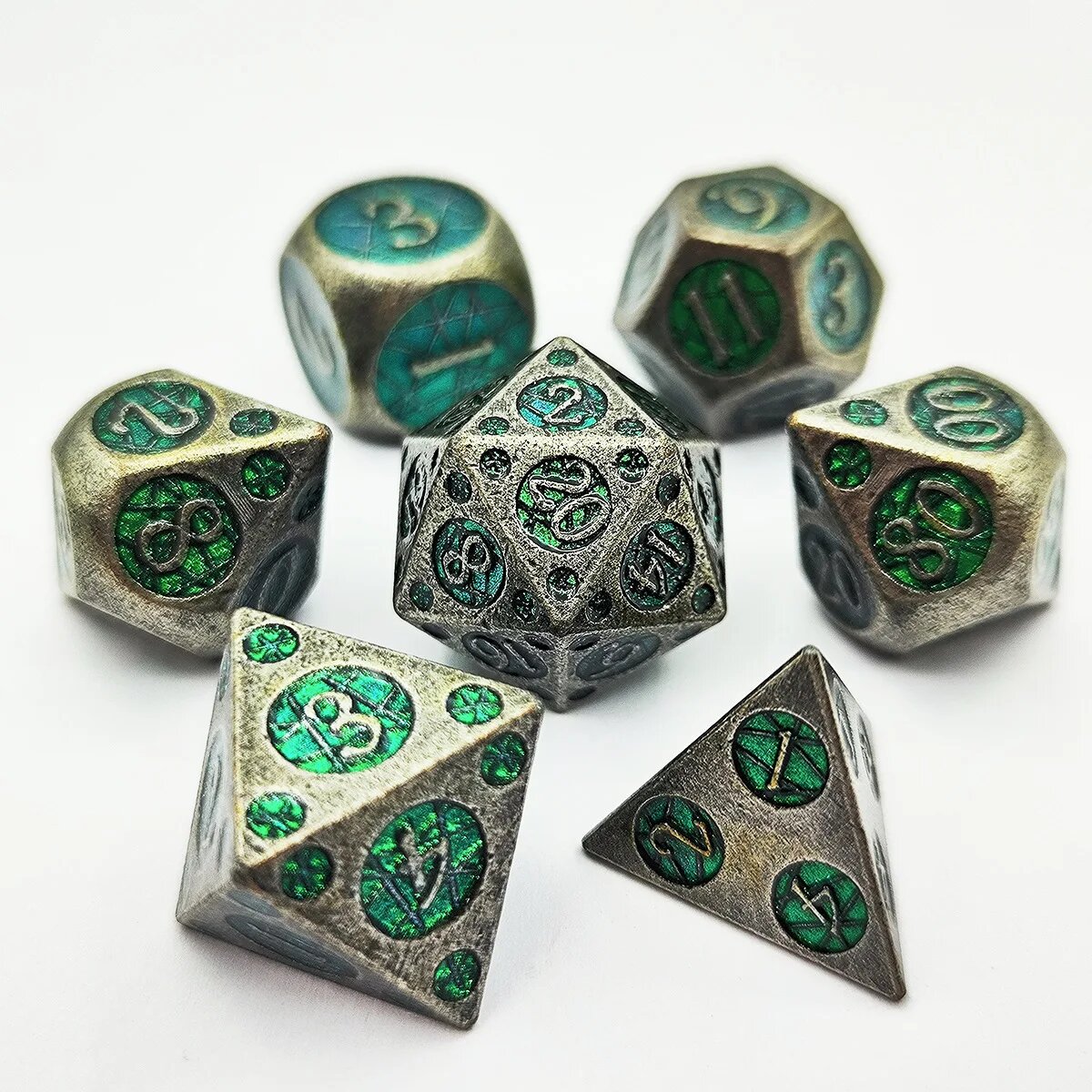 7 шт. металлических твердых цифровых кубиков Dnd Cthulhu Running Group Настольная игра Ролевые многогранные игральные кости DND COC Dice D20 Номерные кубики