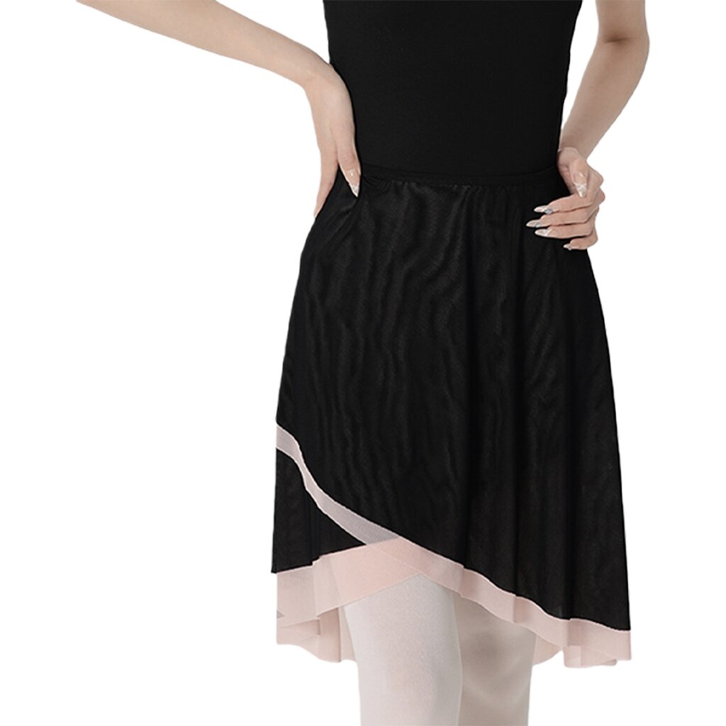 Балетная Танцевальная Юбка Двухцветного Дизайна С Регулируемой Талией Из Дышащей Нейлоновой Ткани