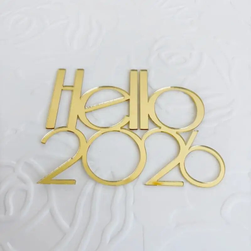Золотой топпер для торта 2026 A14