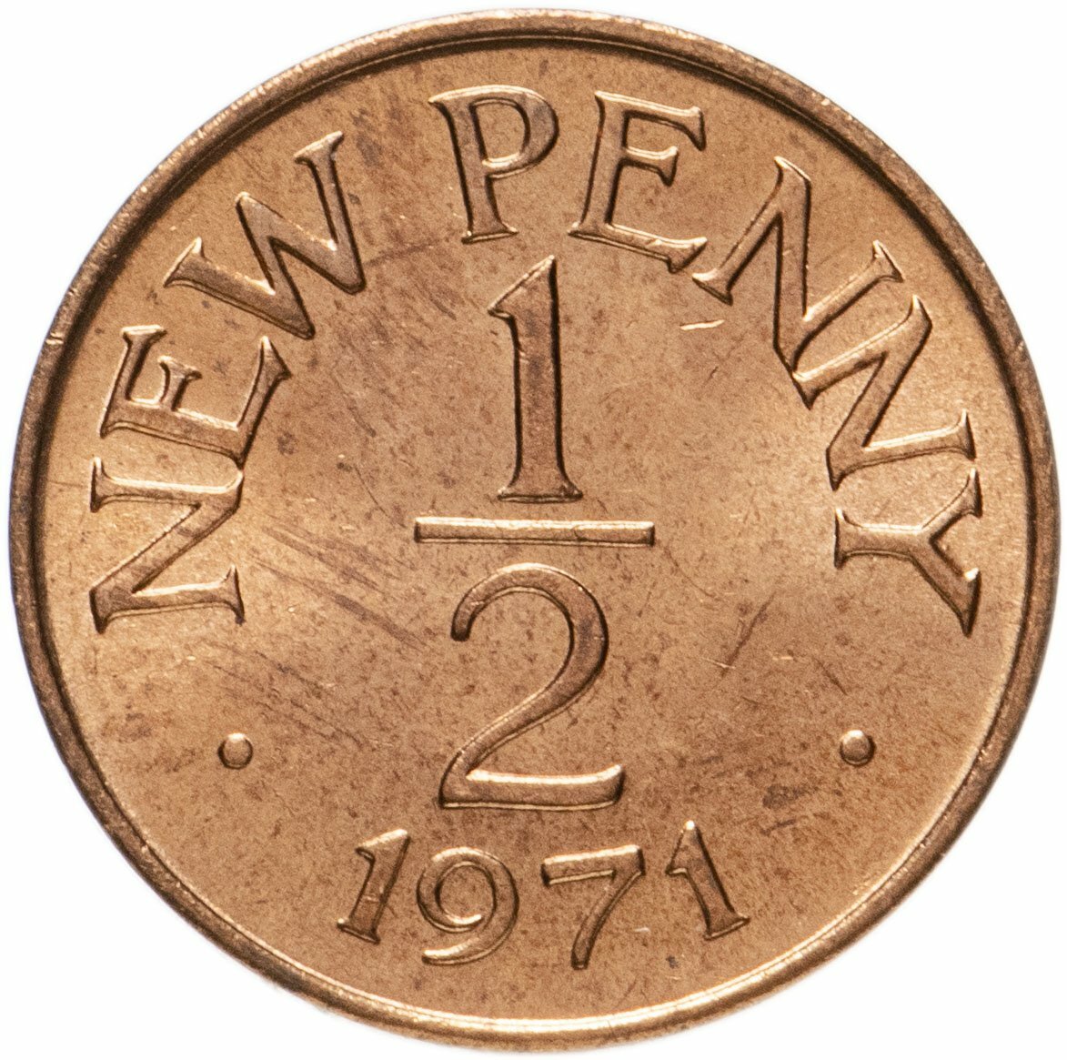 Гернси 1/2 нового пенни penny 1971, Бронза, в сохранности AU-UNC